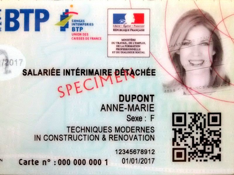 Cartes Btp Carte D'identité Du BTP